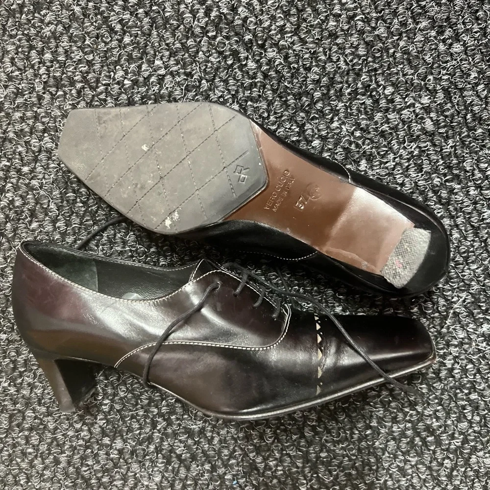 italian brand | Shoes | Sisters Black Lace Up Square Toe Pump 2 Heel ...